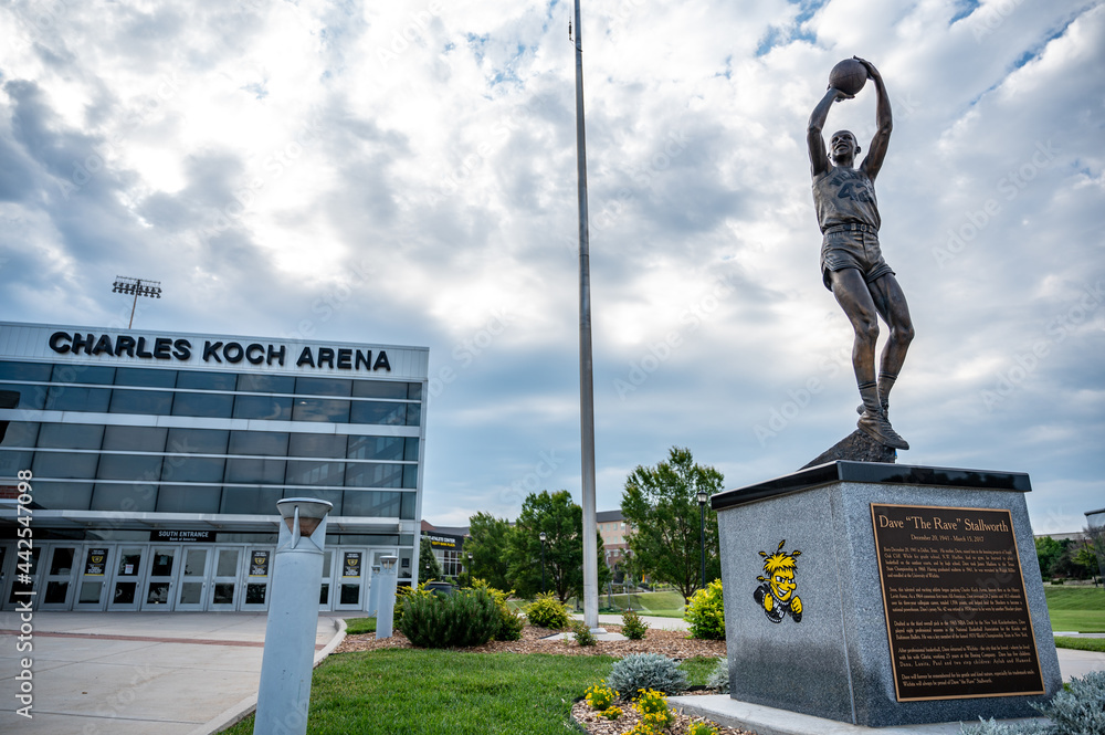 Wichita, Kansas, USA: 6-2021: Statue in front of Charles Koch Arena on ...