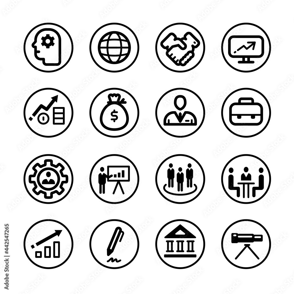 icon business corporate black on white background, collection of ...