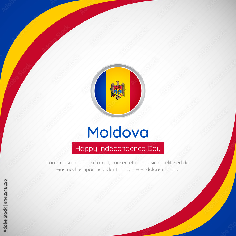 Abstract Moldova country flag background with creative happy ...