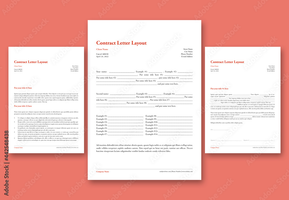 Contract Letter Layout Stock Template | Adobe Stock