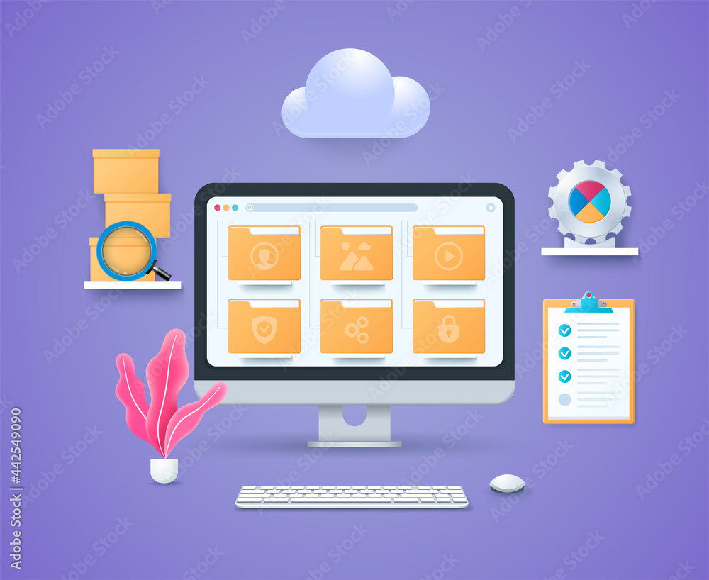 Vecteur Stock Electronic file organization system concept. Online ...