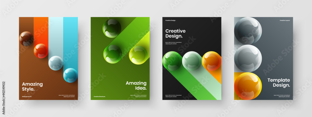 Premium realistic orbs front page template composition. Bright handbill ...