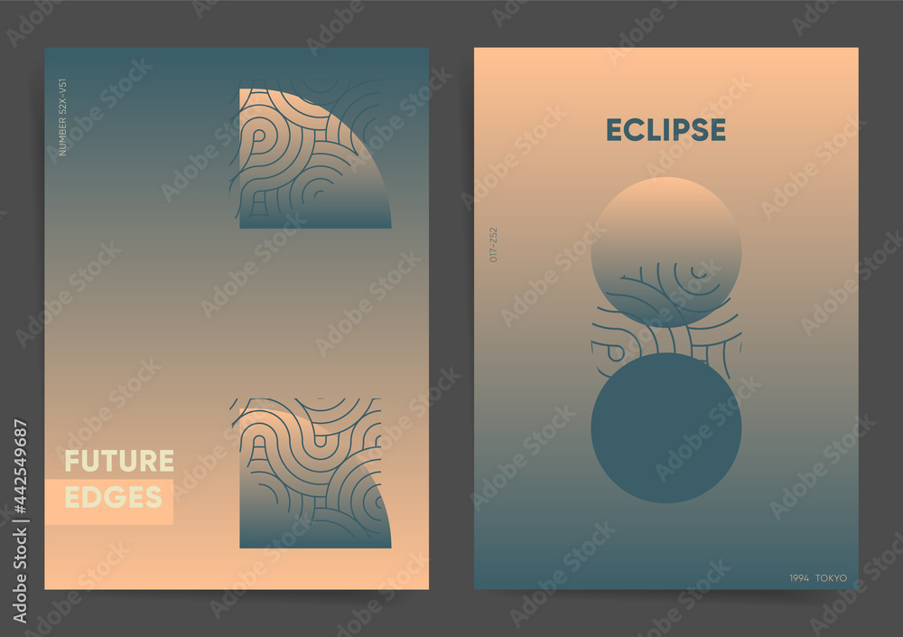 Gradient vintage geometric poster template set. 70s retro gradients and ...