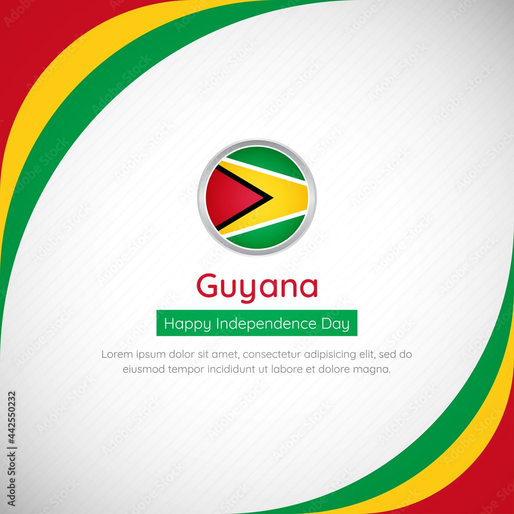 Abstract Guyana country flag background with creative happy independence day of Guyana vector ...