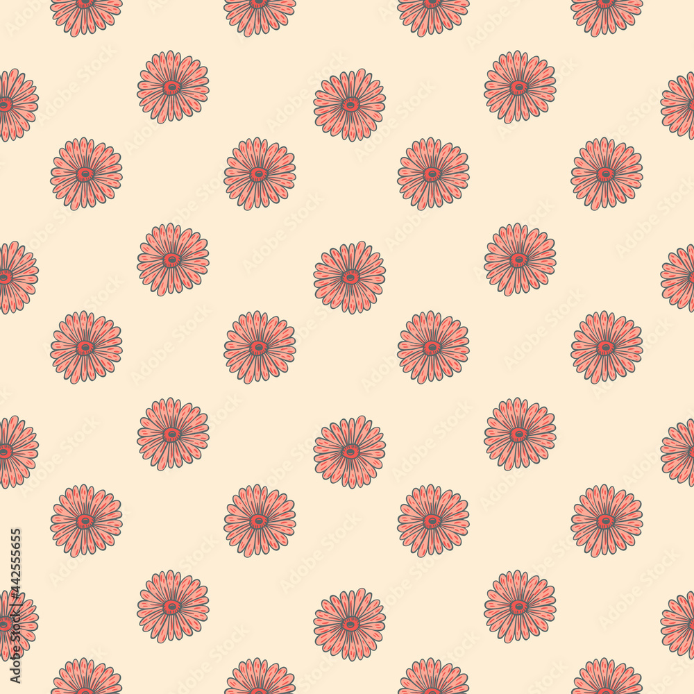 Little sunflower pink shapes seamless pattern in creative bloom style ...