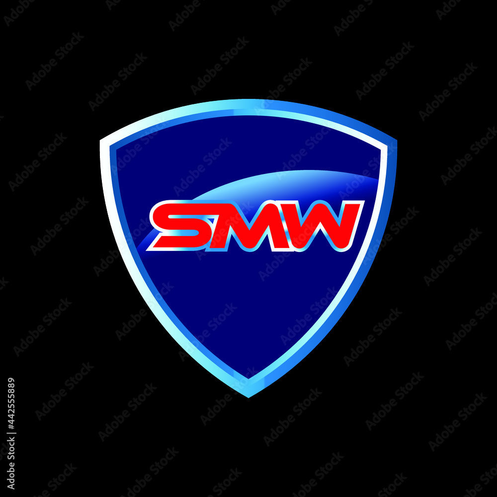 SMW letter logo design with black background in illustrator, vector ...