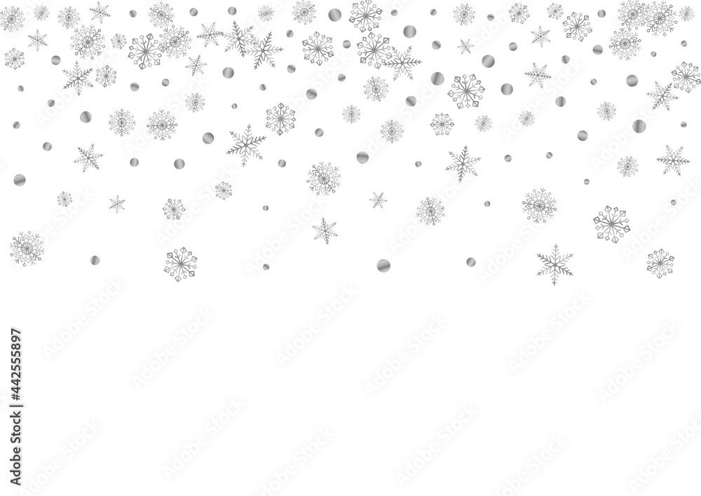 Metal Snow Background White Vector. Confetti Happy Texture. Grey Flake ...
