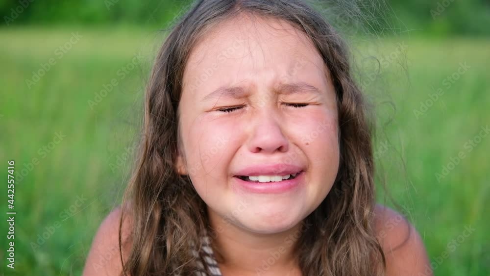 sad caucasian little girl cry Stock Video | Adobe Stock