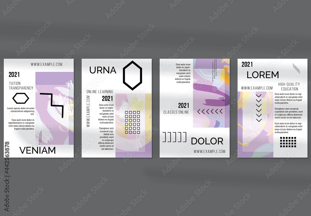 Flyer Layout with Geometric Shapes and Abstract Bright Rectangle on ...