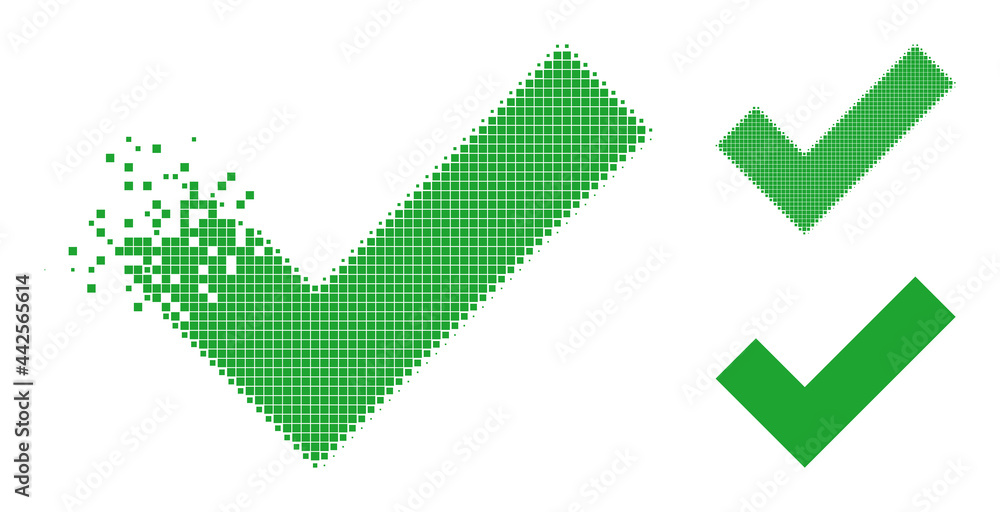 Decomposed dot apply tick icon with halftone version. Vector ... Decomposed dot apply tick icon with halftone version. Vector ...