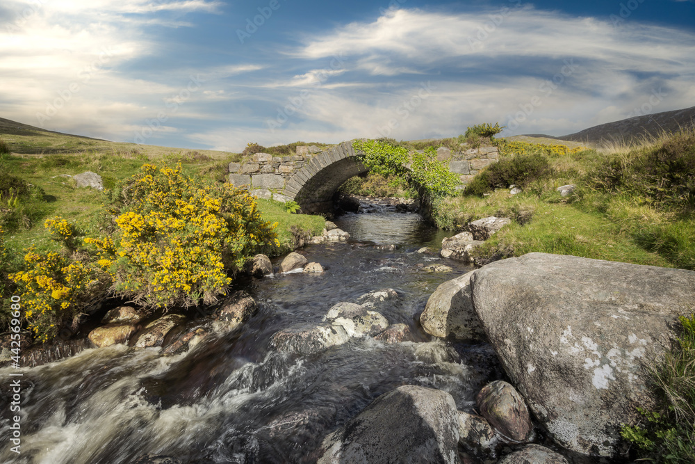 Landscape. old stone bridge on a small river in Dunlewey. Donegal ...