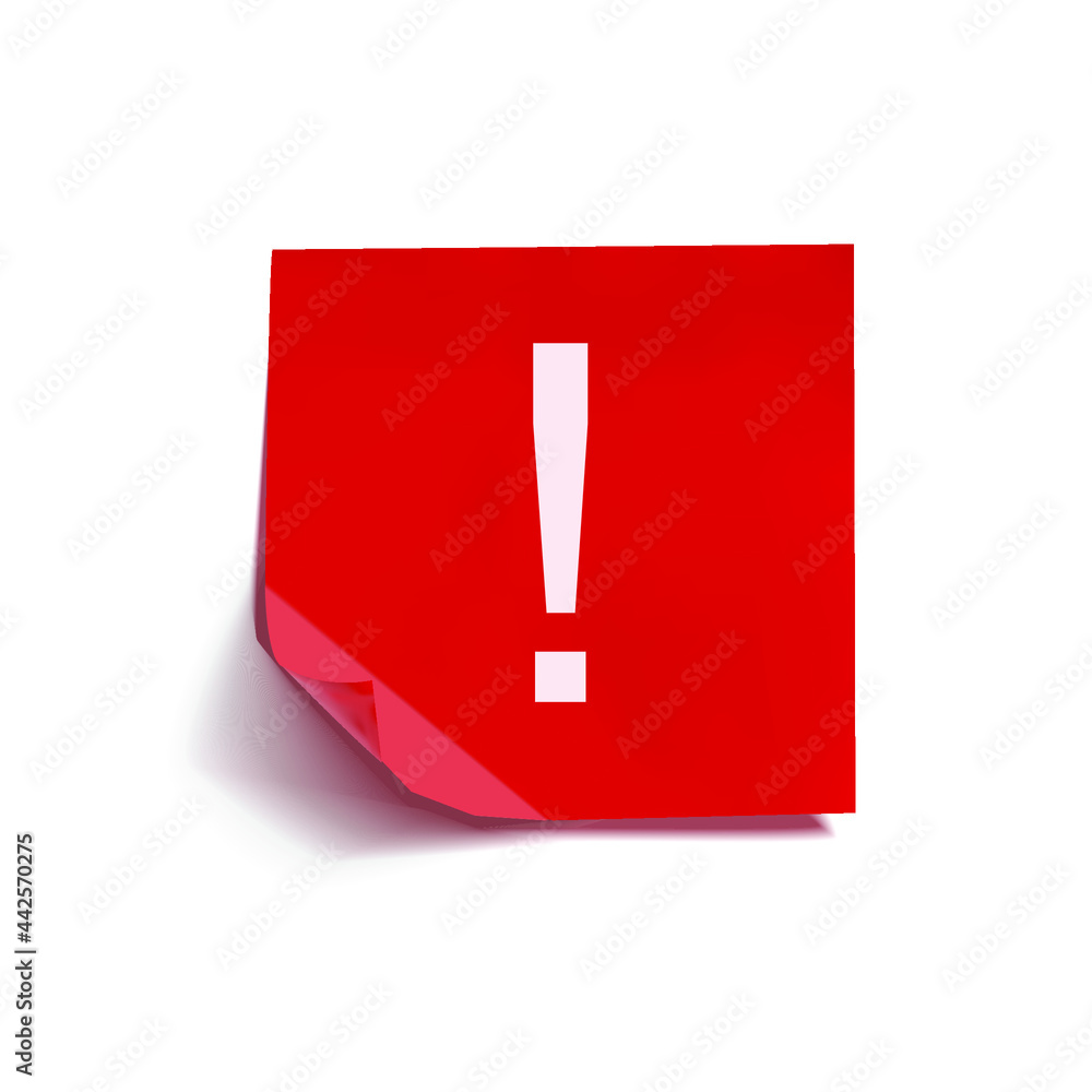 Vector red square sticker isolated on white background, Attention ...
