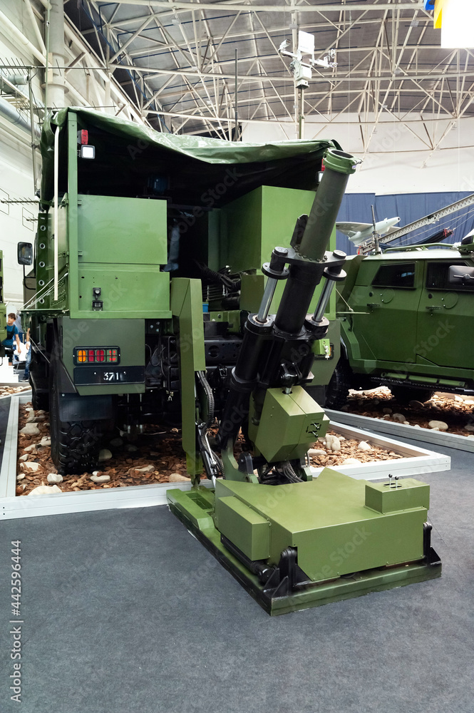 Automatic mortar. Automatic, large-caliber mobile-based mortar at the ...