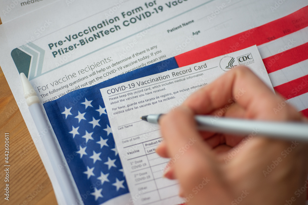 Washington, DC, USA - June, 30, 2021: Filling out COVID-19 Vaccination ...