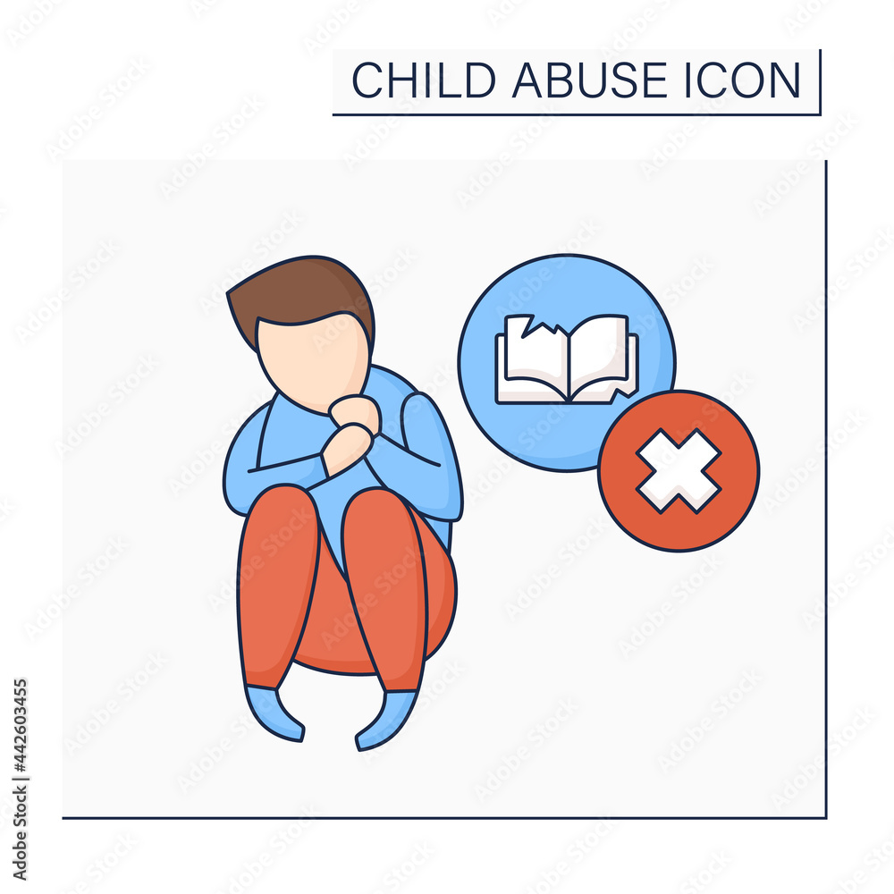 Educational neglect color icon. Failing to provide basic needs with ...