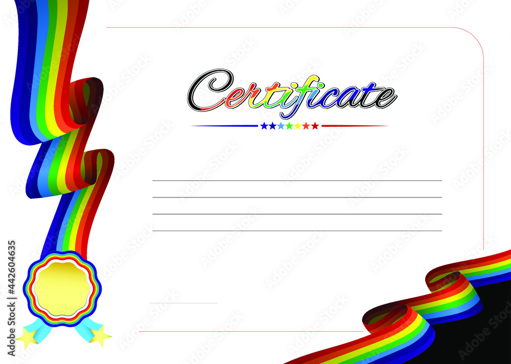 certificate template with rainbow colors, diploma Stock Vector | Adobe ...