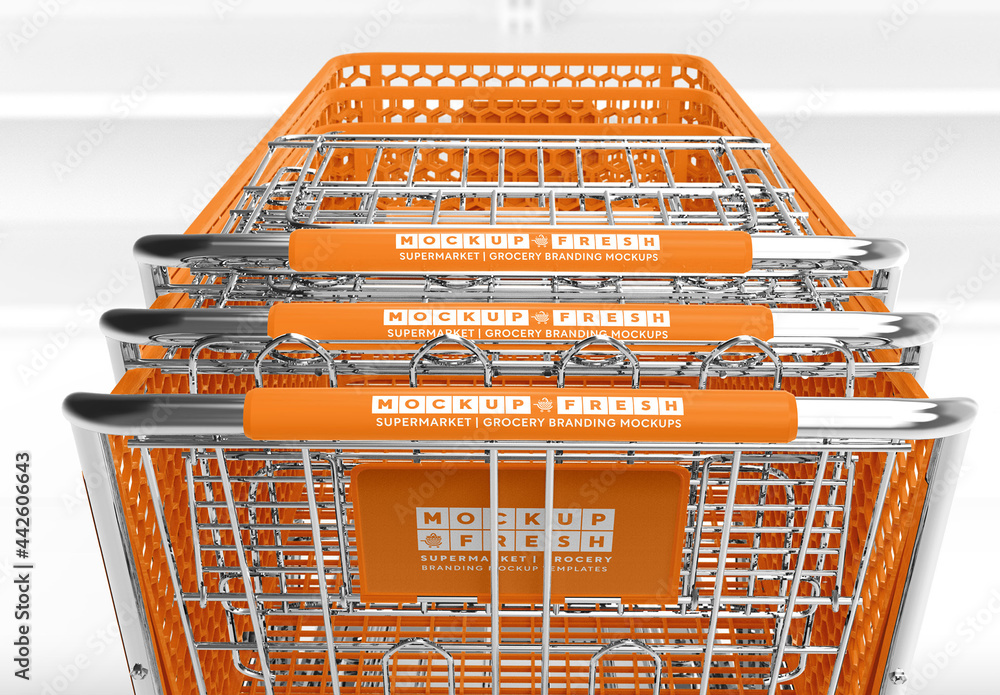 Stack of Shopping Carts Trolley Mockup Stock Template | Adobe Stock