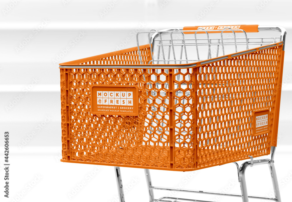 Front View Shopping Cart Trolley Mockup Stock Template | Adobe Stock