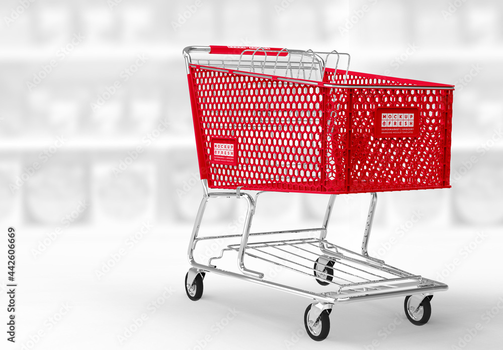 Full View Shopping Cart Trolley Mockup Stock Template | Adobe Stock