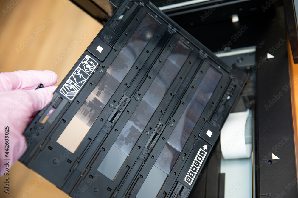Preparation of the scanner frame for scanning and digitizing old 35mm ...