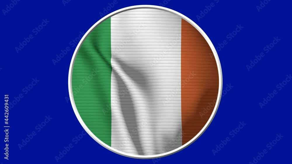 Ireland Circular Flag Loop - Realistic 4K flag waving in the wind ...