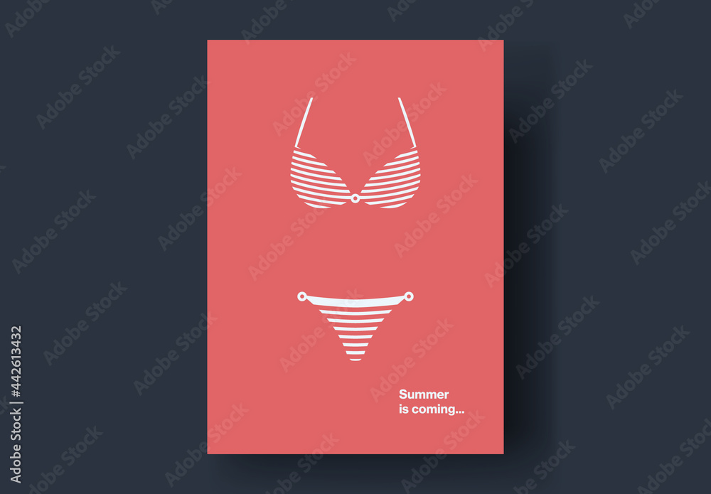 Summer Bikini Card Layout Stock Template | Adobe Stock