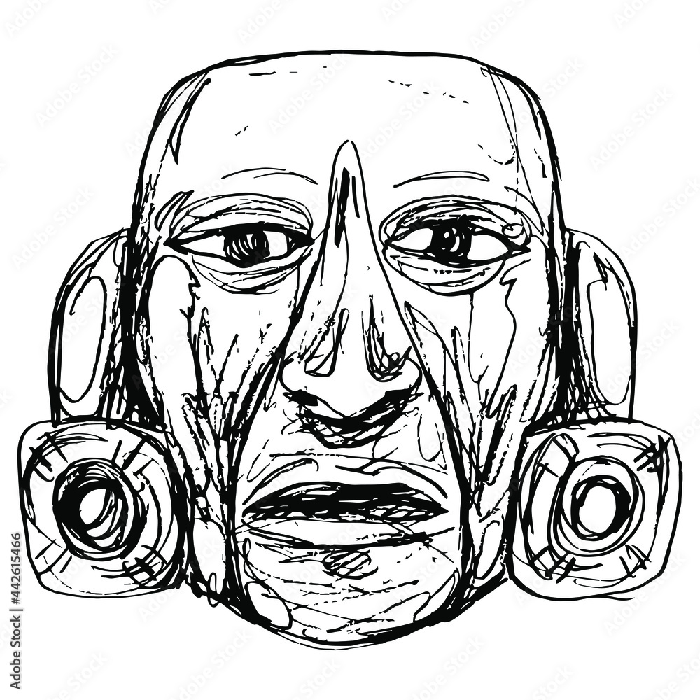 Human mask of Maya Indians from Guatemala. Native American art ...