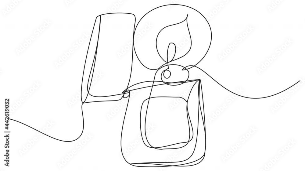 Self-drawing of a lighter one line on a white background. 4k animation ...