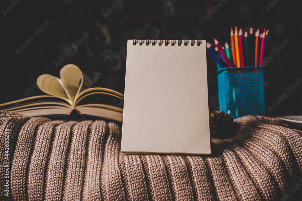 blank notebook in the classroom Stock Photo | Adobe Stock