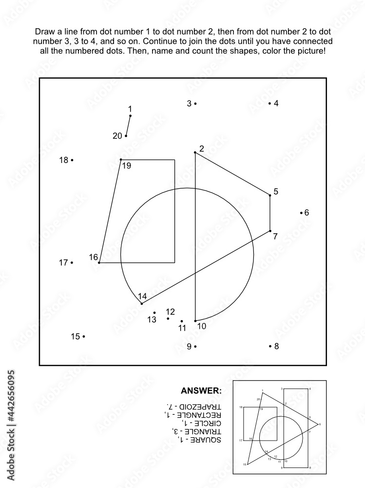 Math themed connect the dots picture puzzle and coloring page with ...