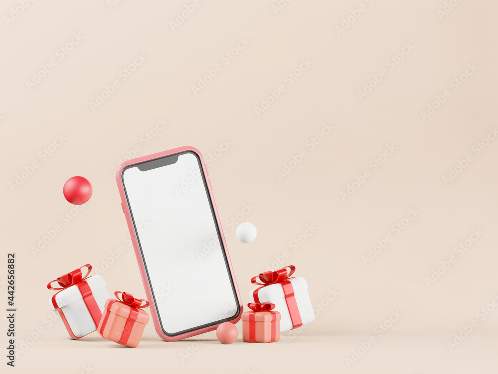 3D mobile phone pastel color with graphic Stock Illustration | Adobe Stock