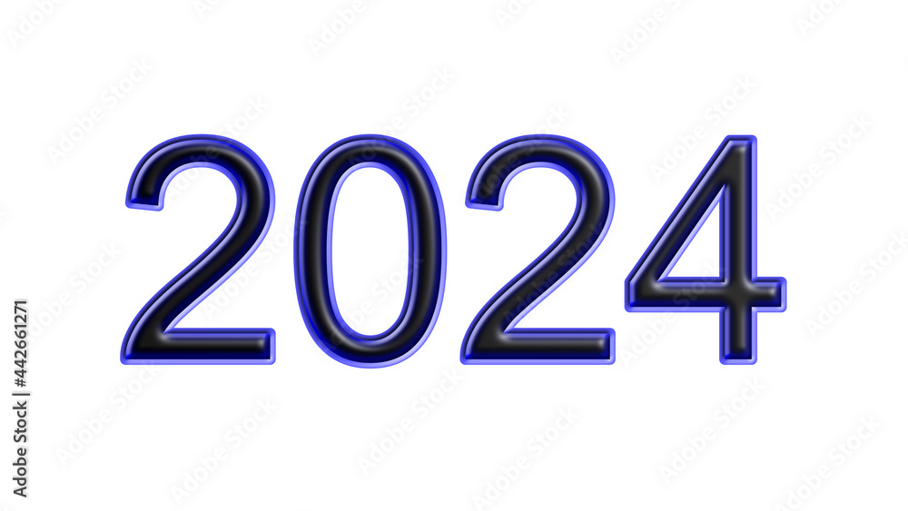 blue 2024 number 3d effect white background Stock Illustration | Adobe ...