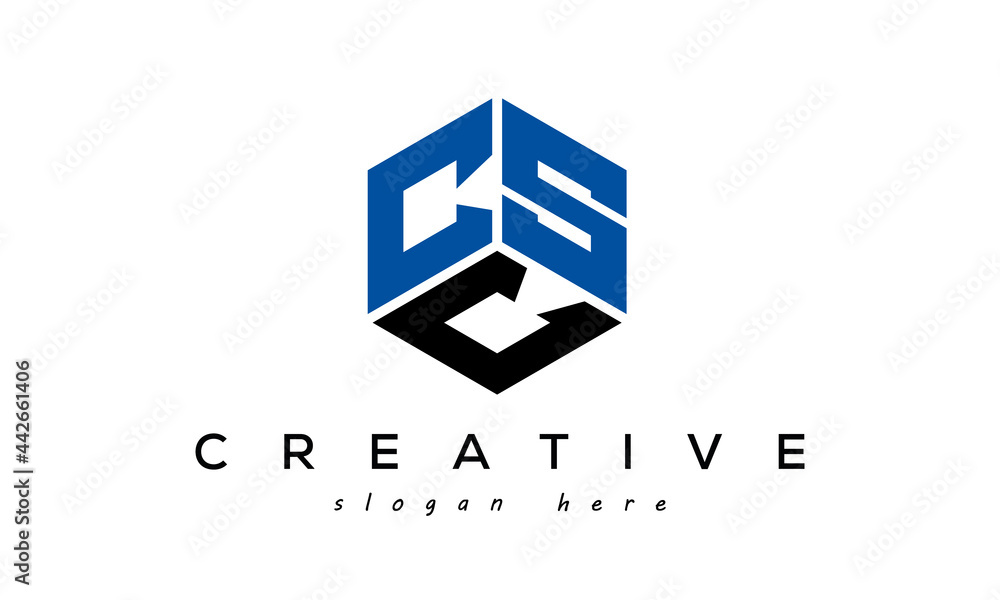 CSC letters creative logo with hexagon Stock Vector | Adobe Stock