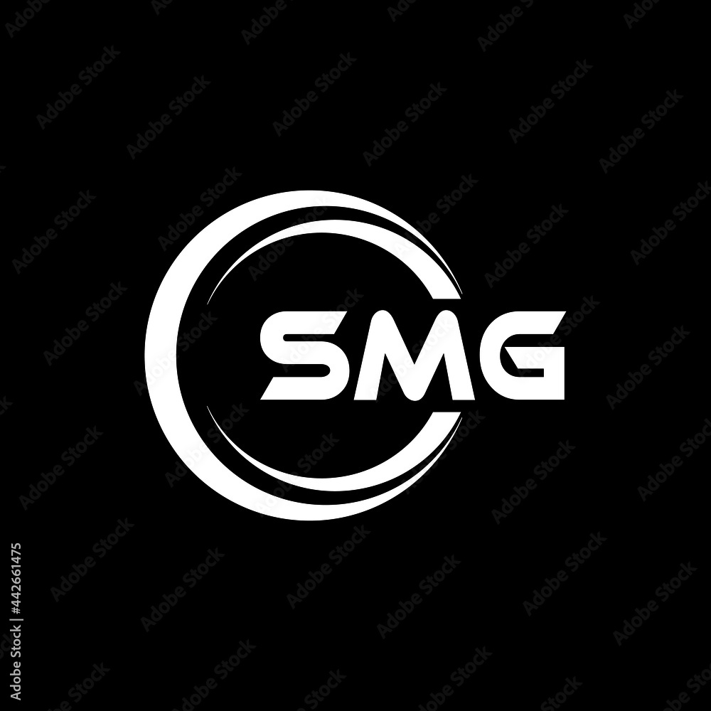Vettoriale Stock SMG letter logo design with black background in ...