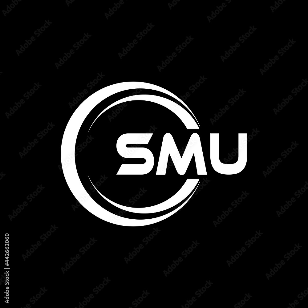 SMU letter logo design with black background in illustrator, vector ...
