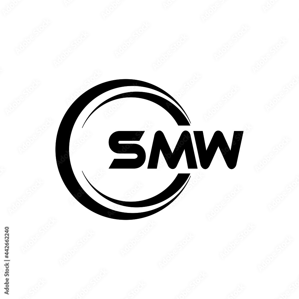 SMW letter logo design with white background in illustrator, vector ...