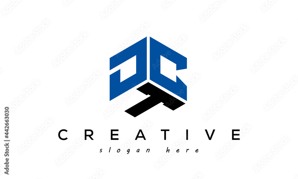DCT letters creative logo with hexagon Stock Vector | Adobe Stock