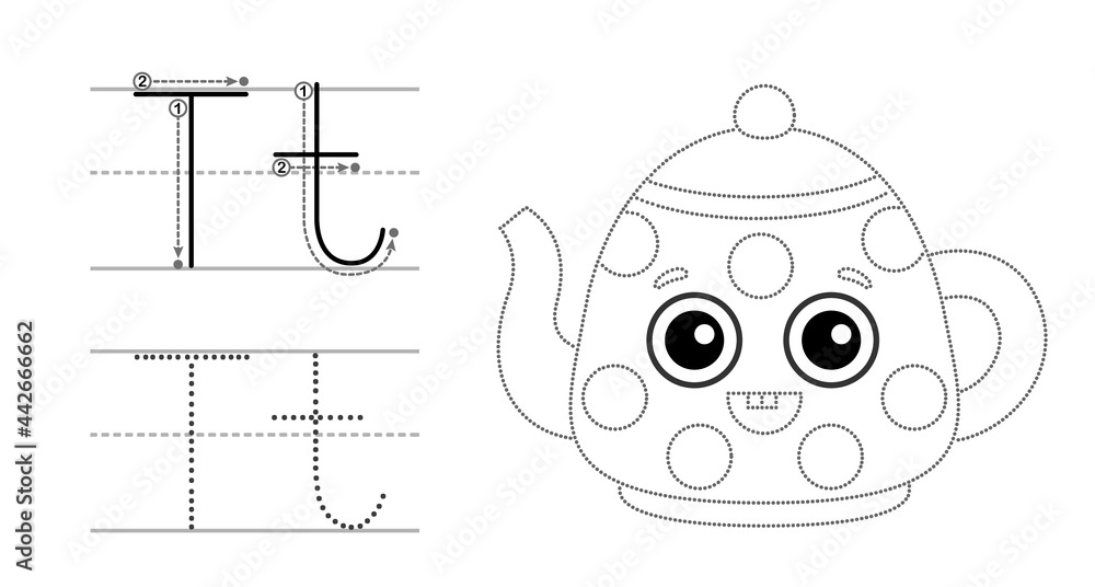 Trace the letter and picture and color it. Educational children tracing ...