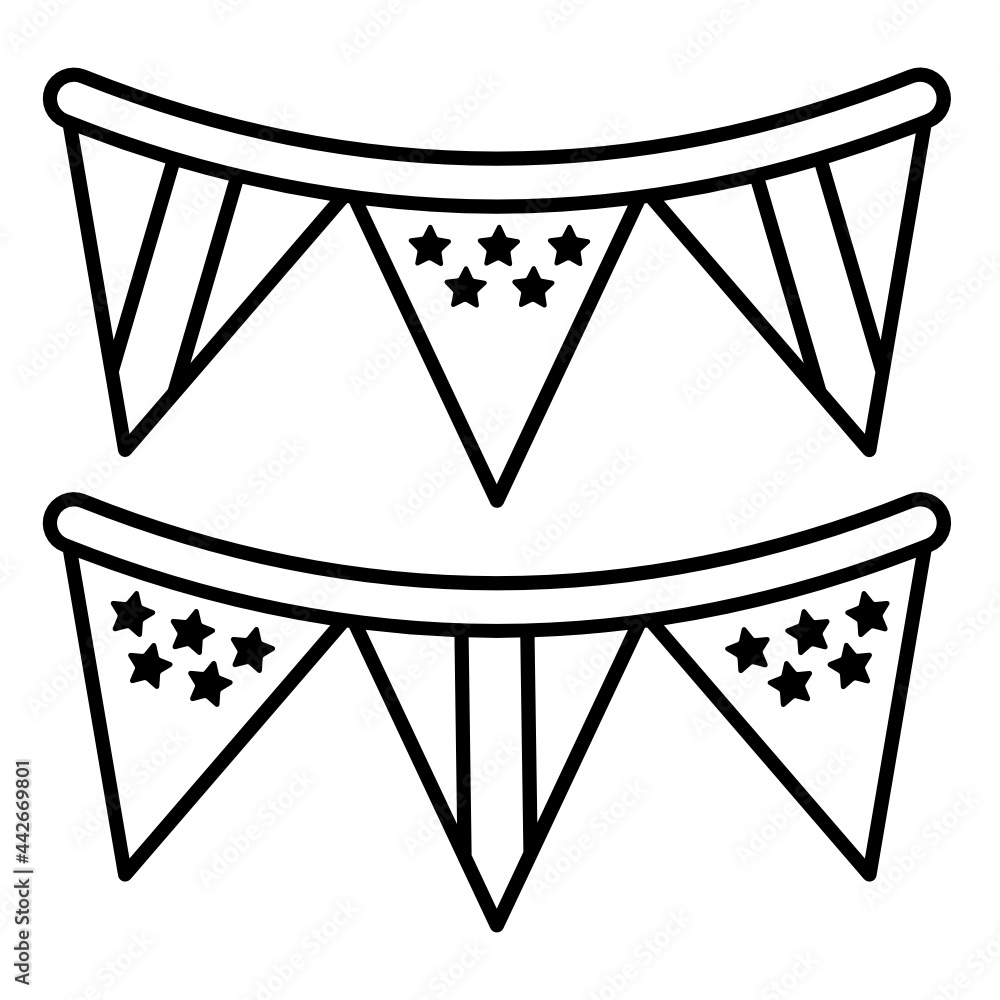 Triangle Flag with strings printed Stars Vector Icon Design, US ...