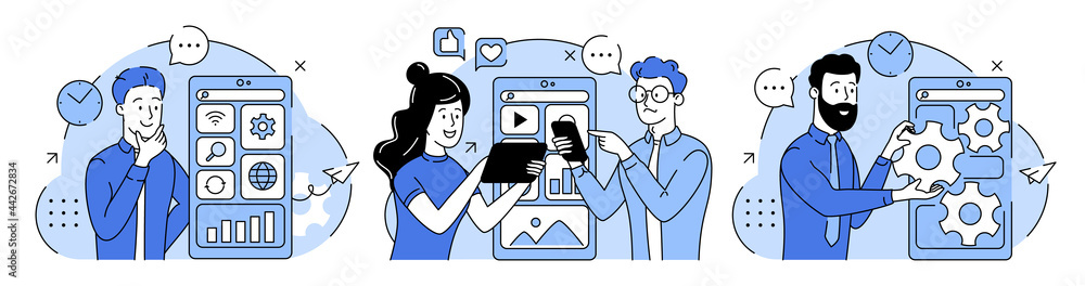 Software architecture abstract metaphor. Mobile app development process ...