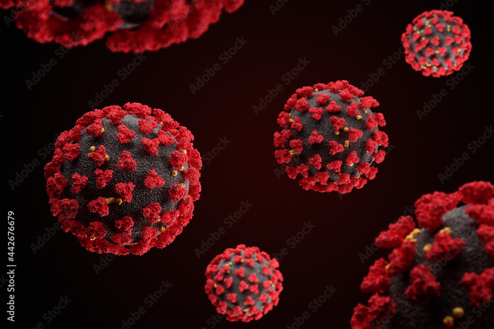 Visualization of the SARS-CoV-2 virus (COVID19). An illustration of a ...