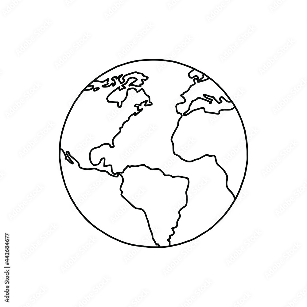 Linear earth silhouette. Globe. Planet Earth. Vector illustration ...
