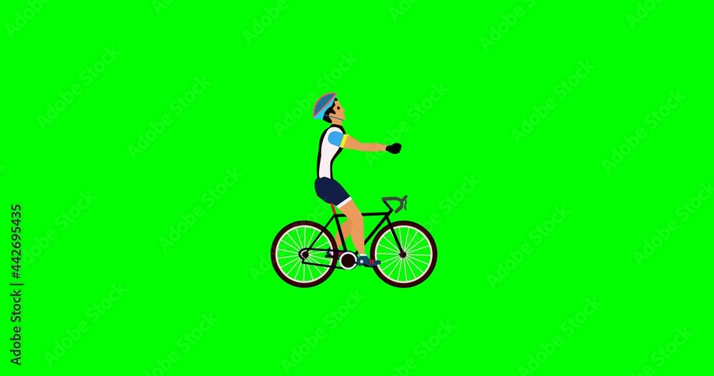 2d Animation motion graphics of cyclist wearing helmet riding bicycle ...
