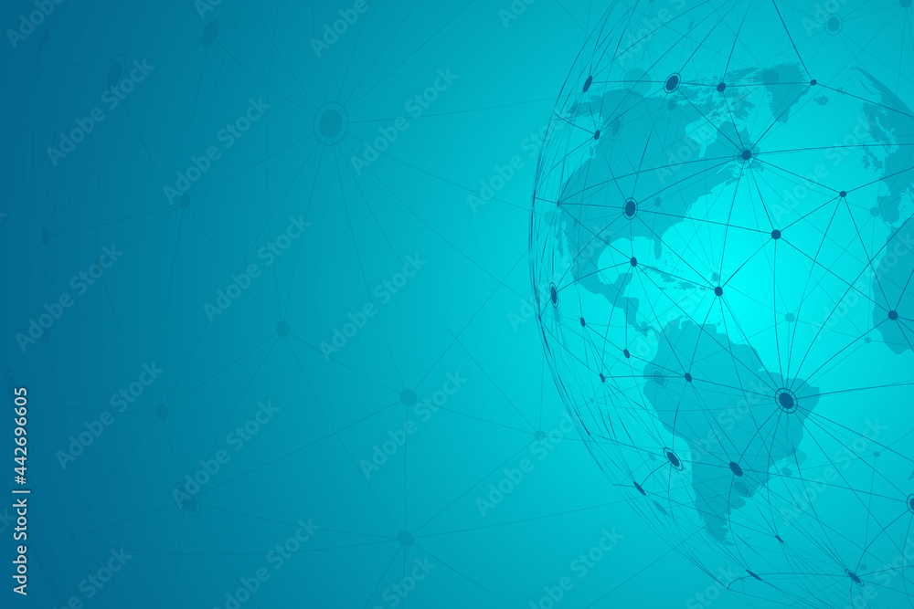 Global network connections with world map. Internet connection ...