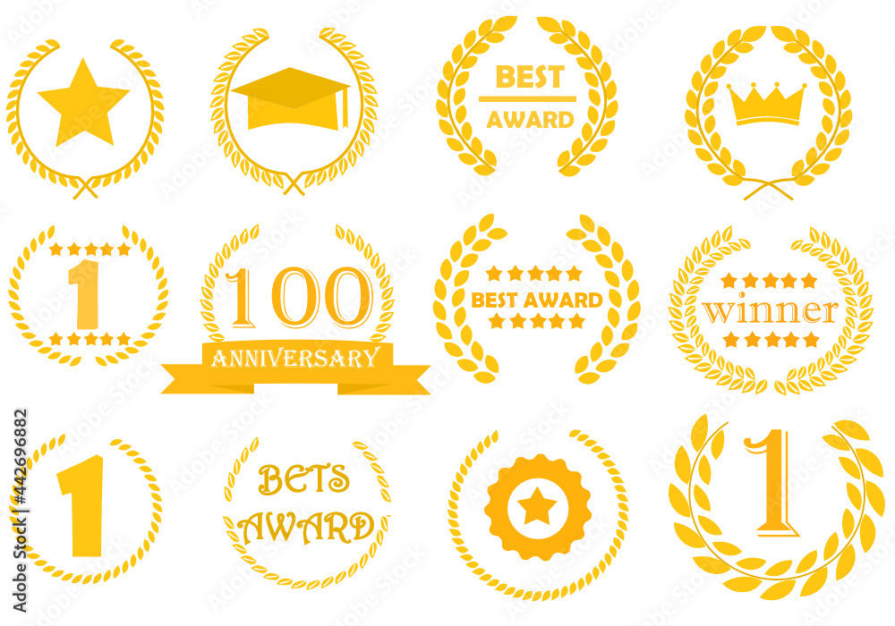 Cartoon Yellow Laurel Wreath