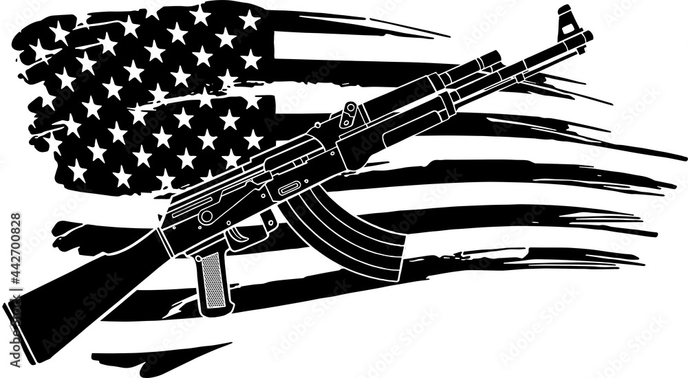 illustration of USA flag with an AK 47 Rifle Stock Vector | Adobe Stock