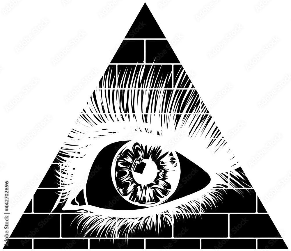 Eye of providence. All seeing eye in the triangle on top of the pyramid ...