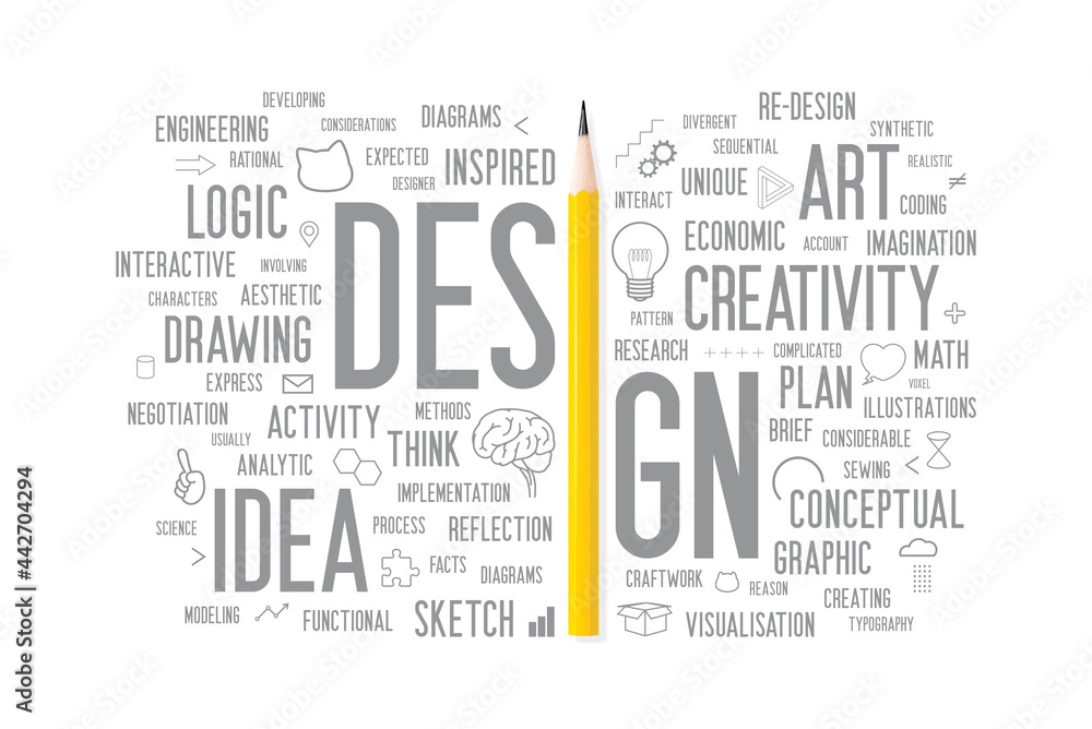 The gray word "design" is separated and replaced the letter I with a ...