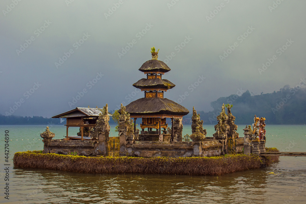 Temple Lingga Petak, part of Pura Ulun Danu temple complex on Lake Beratan near Bedugul ...