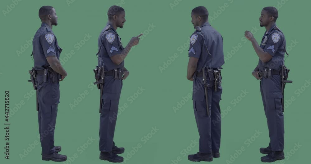 CHROMA KEY GREEN SCREEN Black African American police officer standing ...